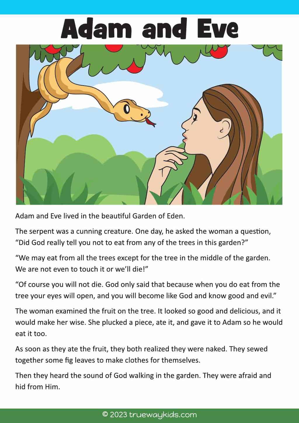 The Fall- Genesis 3 (Bible lesson for 5 - 10 year old) - Trueway Kids