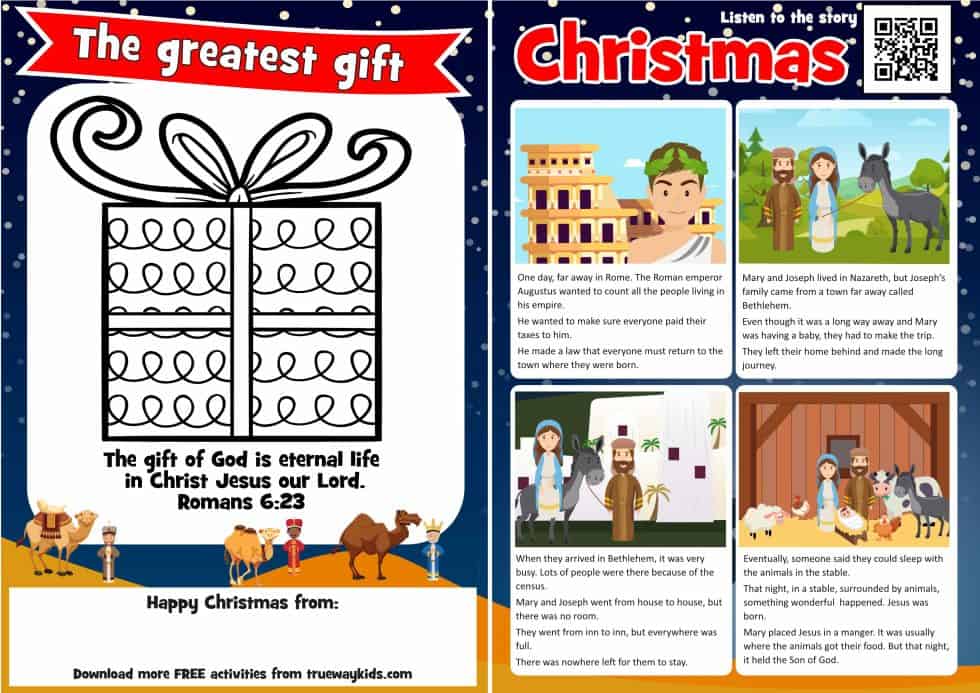 Christmas activity handout for kids - Trueway Kids