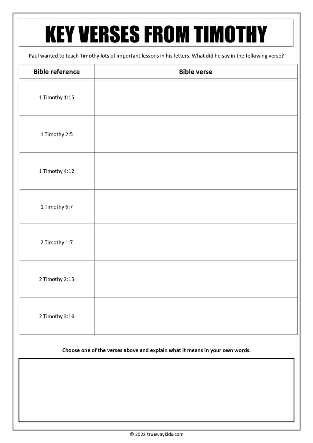 Timothy (Bible lesson for teens) - Trueway Kids