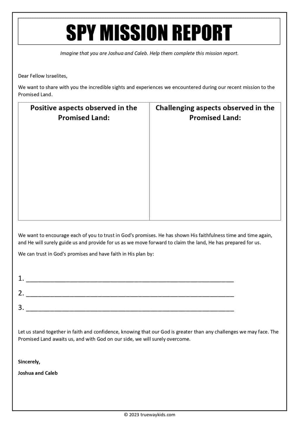 The Twelve Spies & Promised Land - Numbers 13-14 (Bible lesson for ...