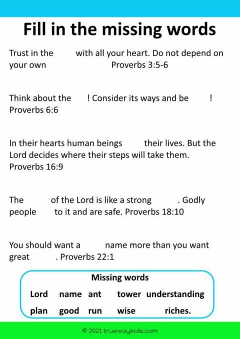 Proverbs - (5 – 10 year old lesson Bible pack) - Trueway Kids