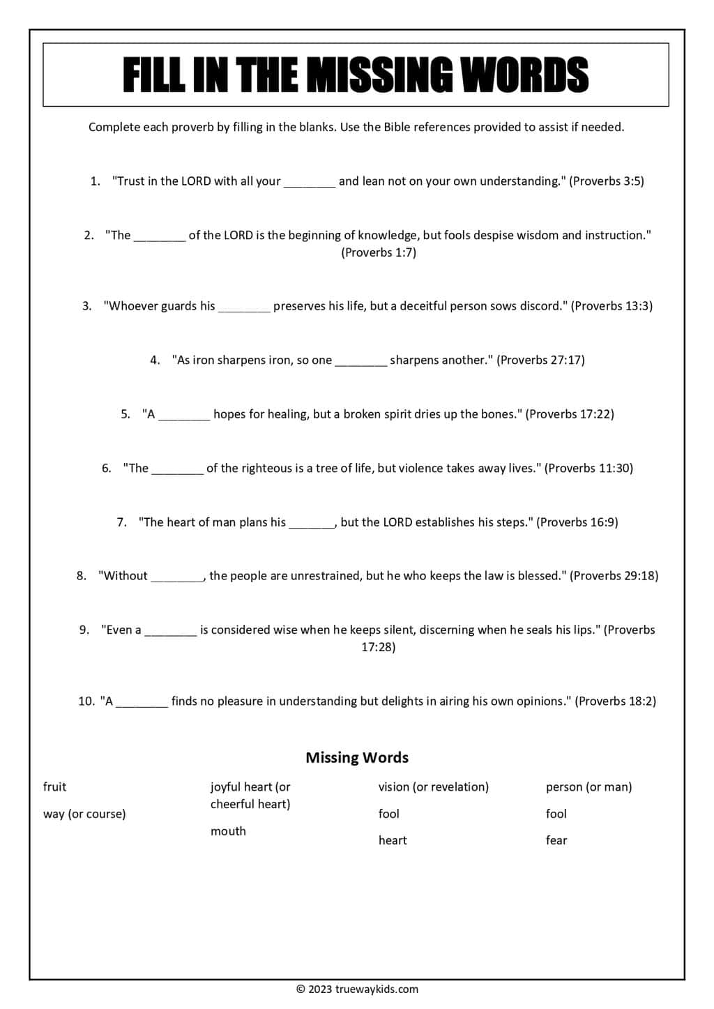 Proverbs - (Bible lessons for teens) - Trueway Kids