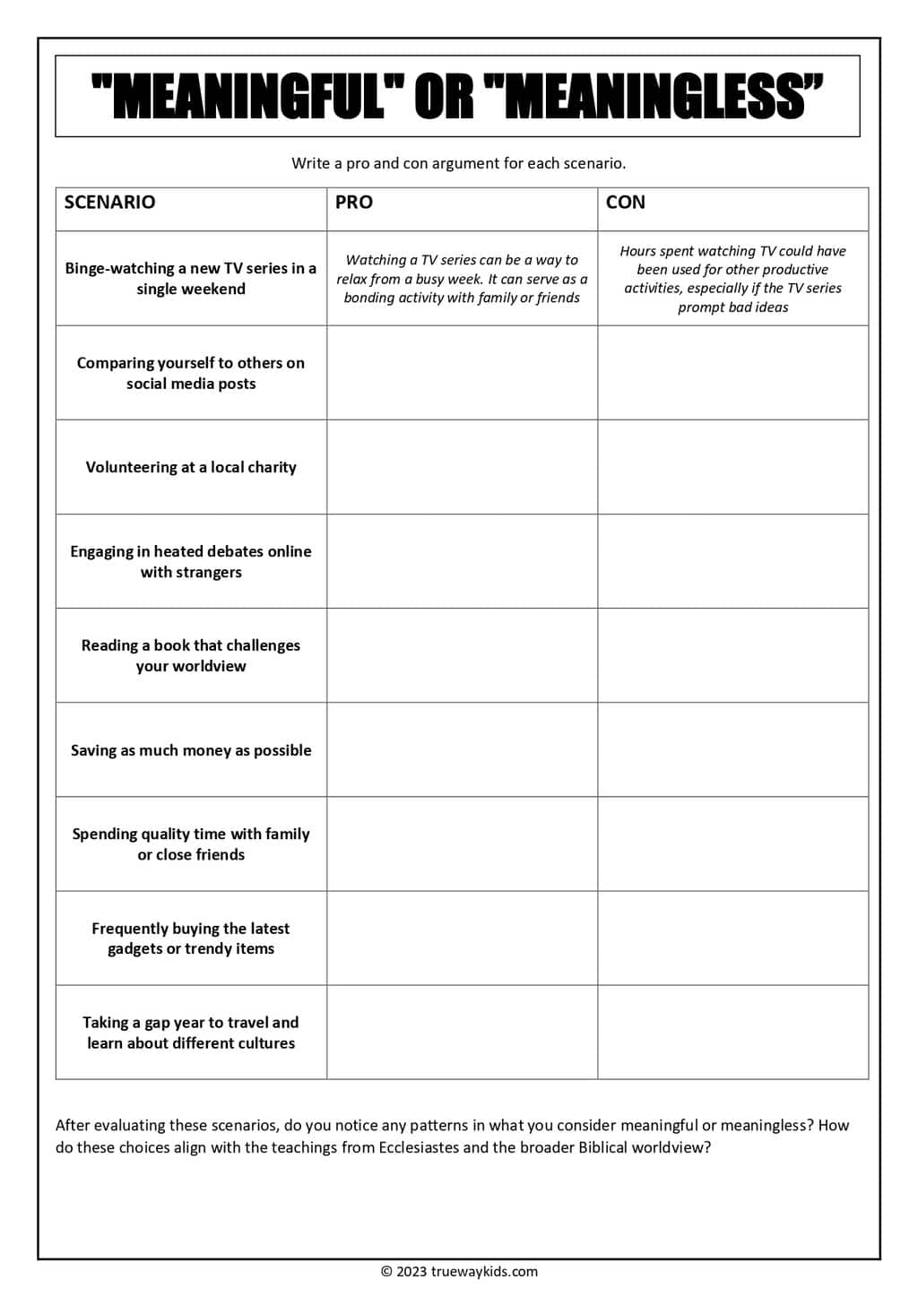 Ecclesiastes - (Bible lessons for teens) - Trueway Kids